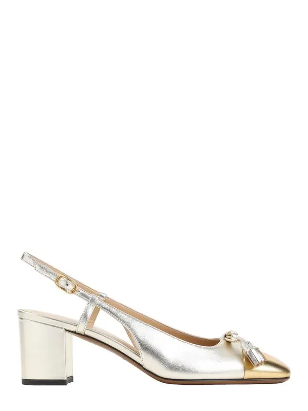 Valentino Garavani Platinum Sheep Skin Slingback Pumps - Silver