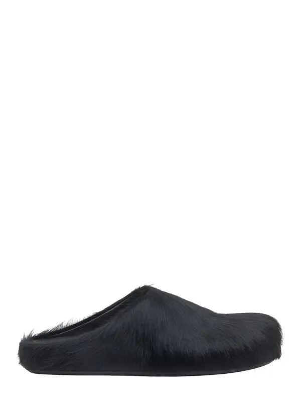Marni Fussbett Sabot Mules In Calf Hair - Black