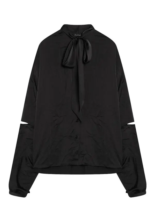 Balenciaga Satin Blouse With Bow Detail - Black