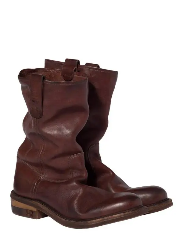 Miu Miu Calf Leather Ankle Boots - Multicolor