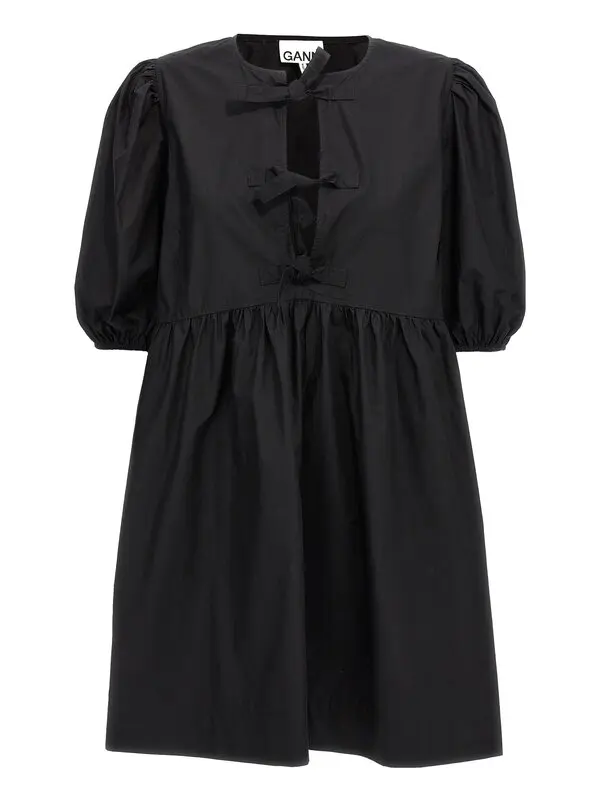 GANNI Knot Poplin Dress - Black