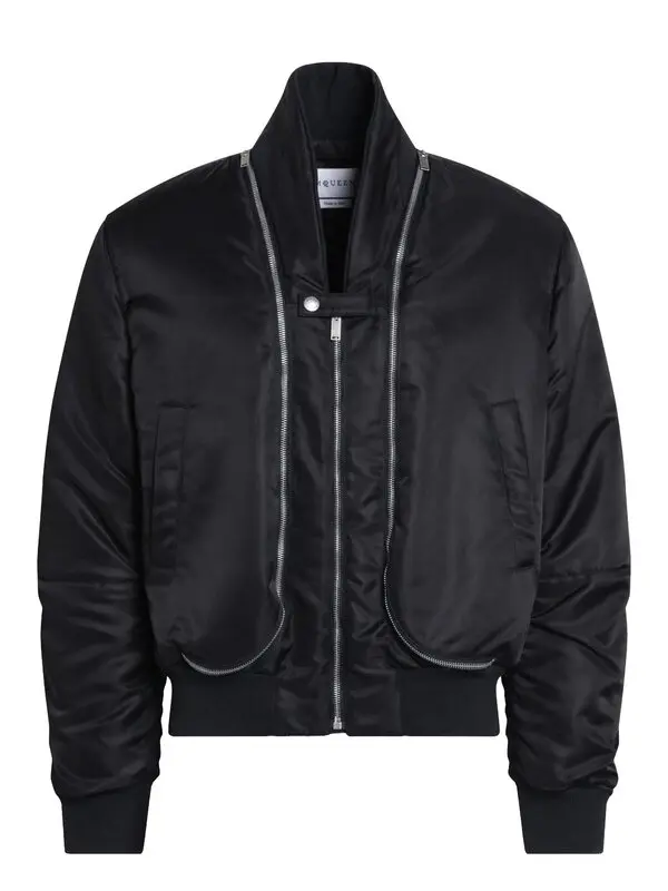 Alexander McQueen Nylon Zip Bomber Jacket - Black
