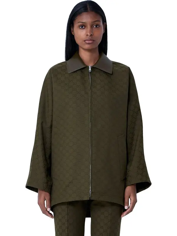 Gucci Gg Canvas Classic Collar Jacket - Green