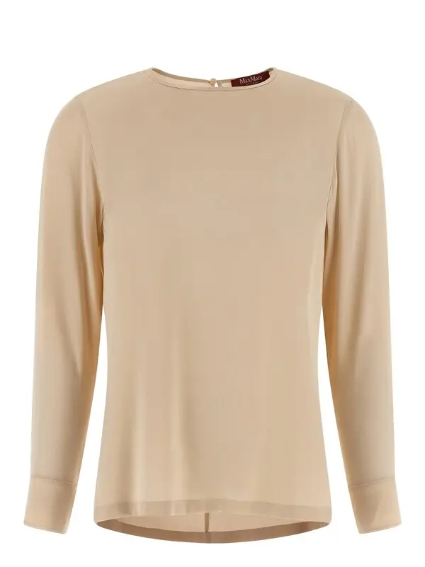 Max Mara Lodi Stretch Silk Satin Shirt - Cream