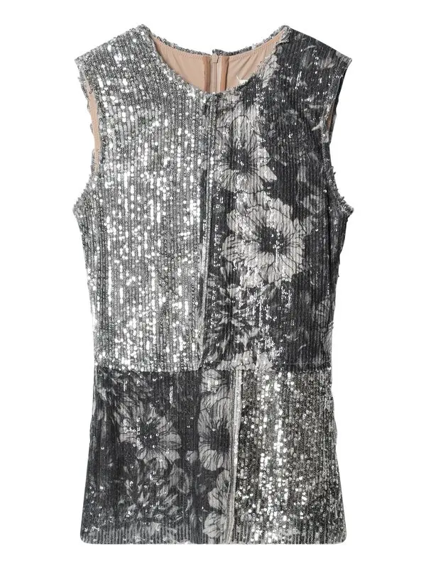 MAISON MARGIELA Floral Sequin Sleeveless Top - Blue