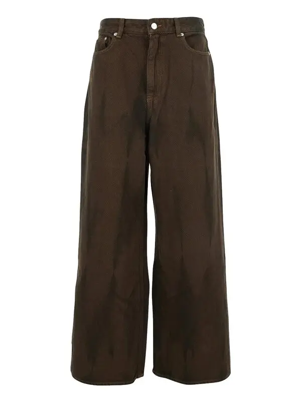 GANNI Brown Tie-dye Denim Wide-leg Jeans - Multicolor