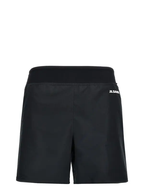 JIL SANDER Stretch Tech Fabric Shorts With Logo Detail - Black