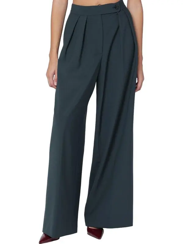 Dries Van Noten Wide Leg Pleated Trousers - Green