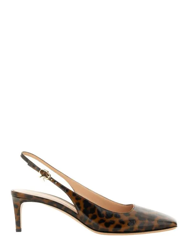 GIANVITO ROSSI Slingback Christina Leopard Print Leather Heels - Multicolor