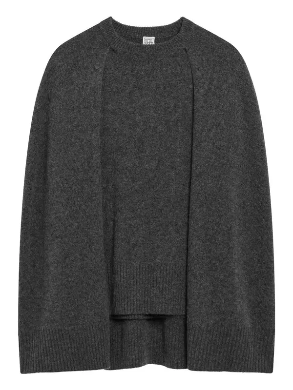 TOTEME Grey Cashmere Cape Sweater - Gray