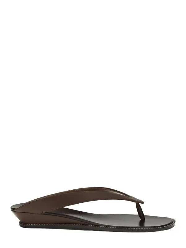 GIUSEPPE ZANOTTI Asymmetrical Wedge Leather Sandals - Brown