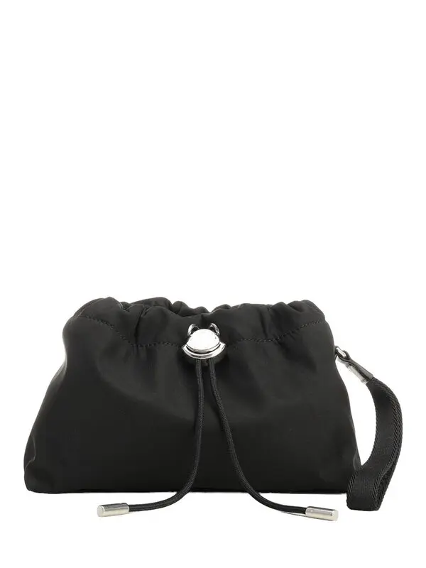Moncler Pouch With Leather Inserts And Drawstring Closure - Black