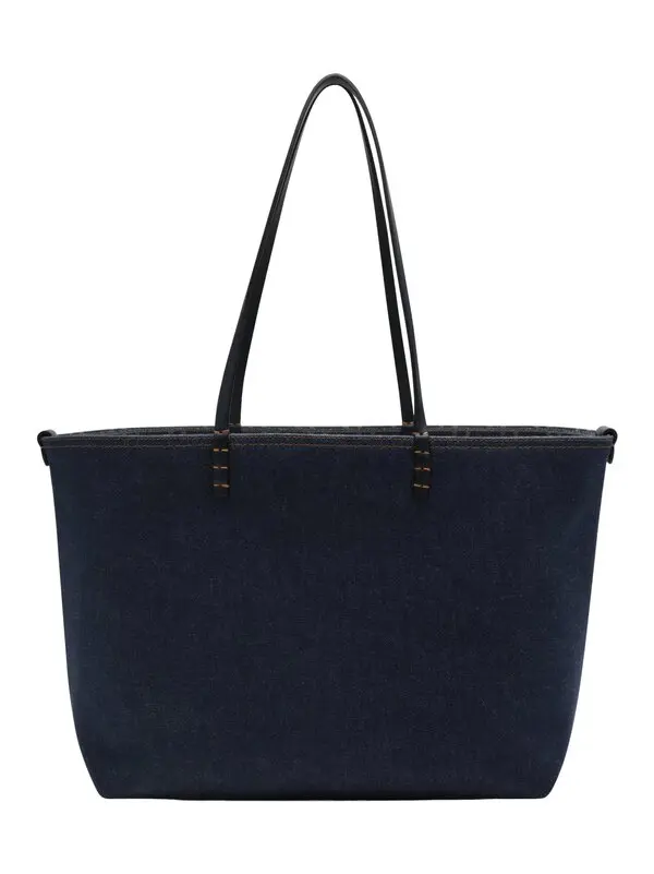 Fendi Roll Medium Reversible Shopping Bag In Denim - Blue