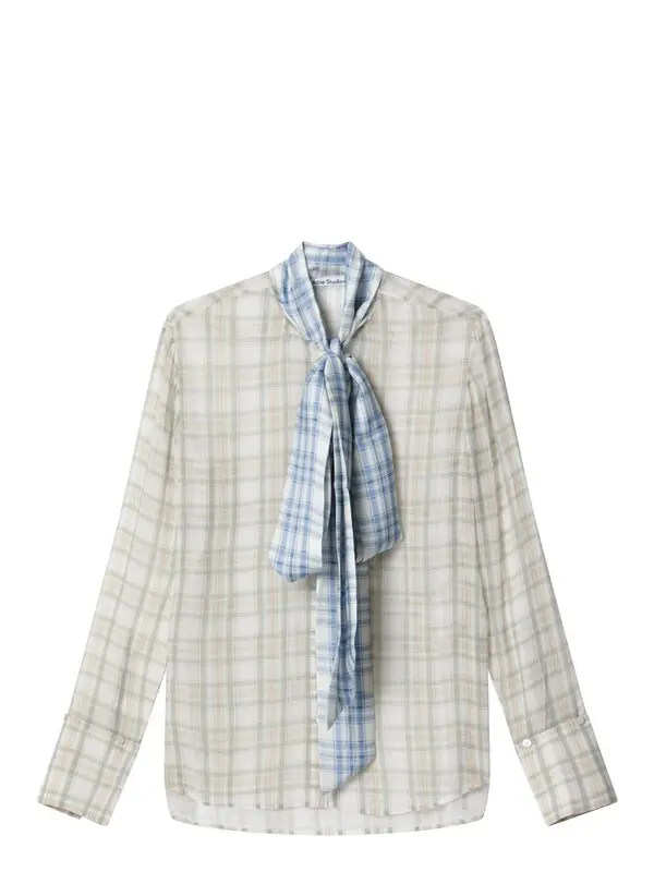 Acne Studios Long Sleeve Silk Blouse With Scarf - Green