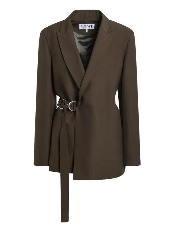 Loewe Khaki Double-breasted Wool Jacket - Green
