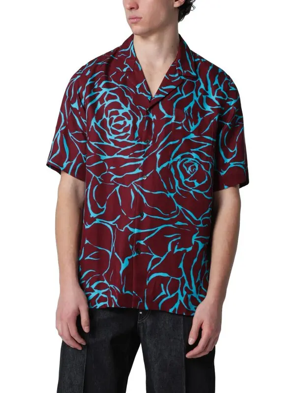 Dries Van Noten Burgundy Shirt With Archive Rose Print - Red