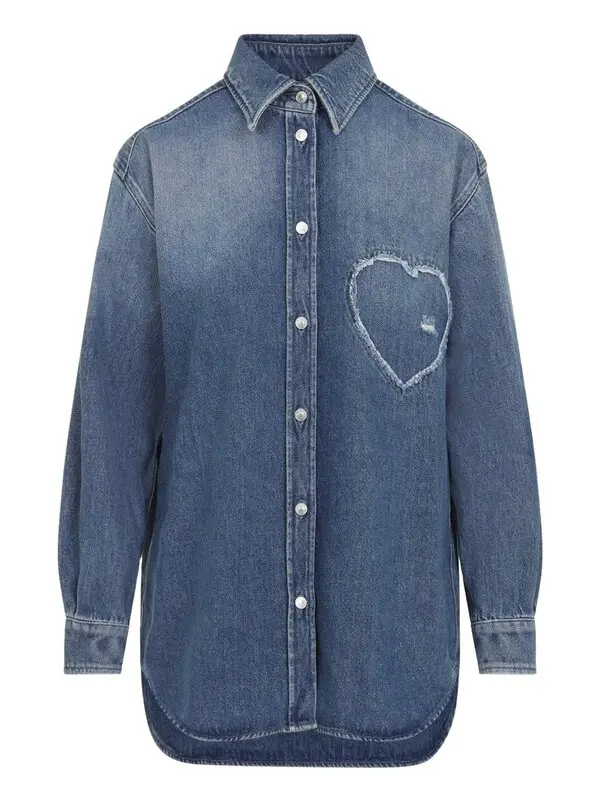 Moschino Heart Detail Denim Shirt - Blue