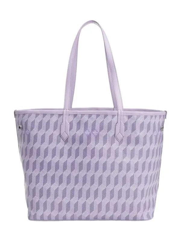 AU DEPART N° 47" Tote Bag In Monogram Canvas And Calfskin - Purple