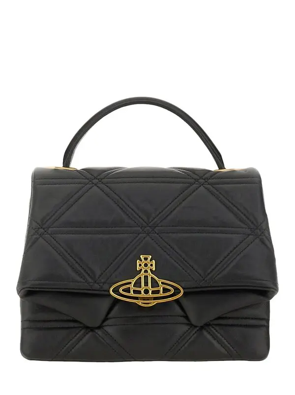 VIVIENNE WESTWOOD Sibyl Quilted Lambskin Top Handle Bag - Black