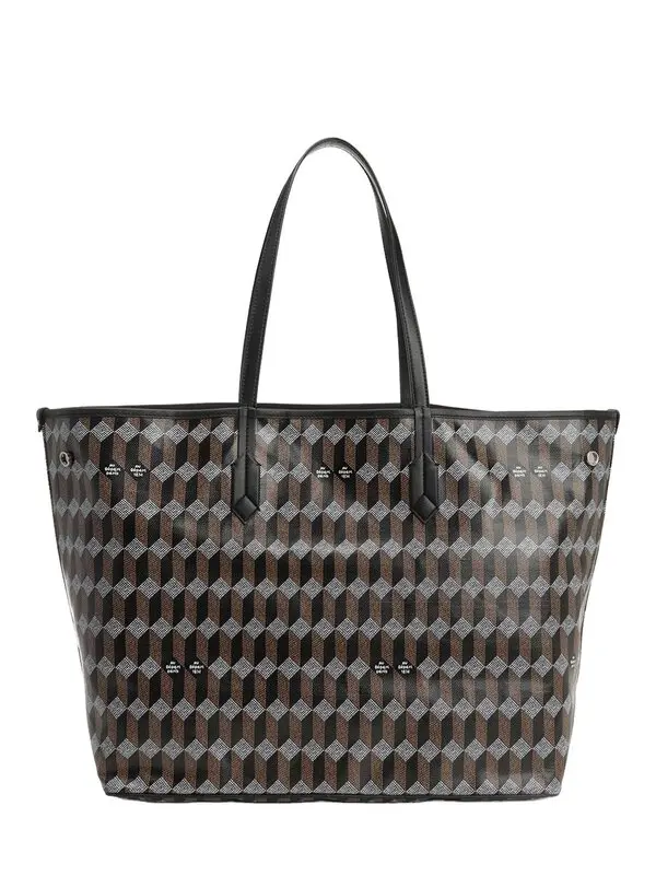 AU DEPART Tote No. 55 In Coated Canvas And Calfskin - Black