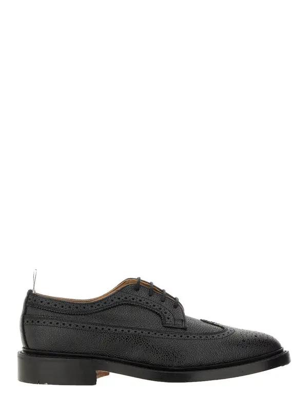 Thom Browne Calf Leather Wingtip Derby Shoes - Black