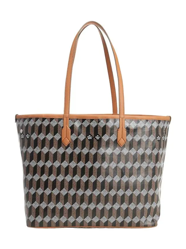 AU DEPART N° 47" Tote Bag In Monogram Canvas And Calfskin - Brown