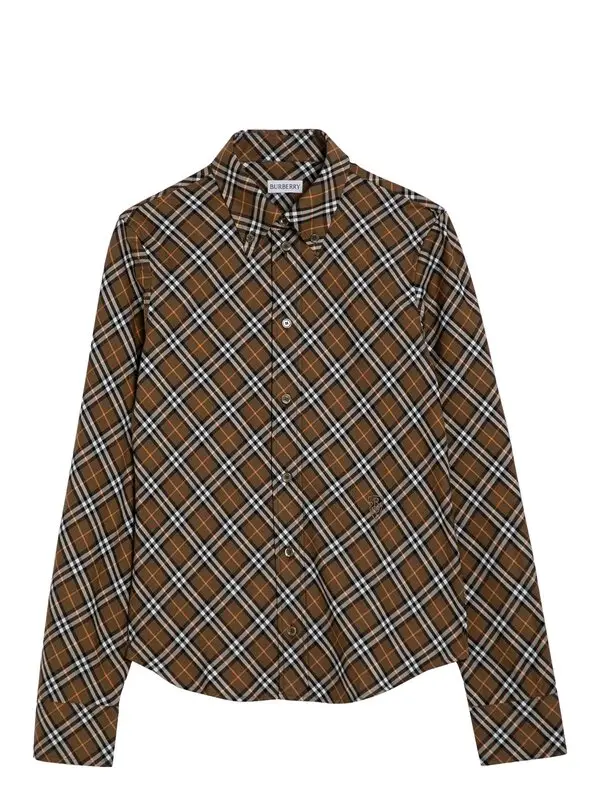 Burberry Check Cotton Shirt - Brown