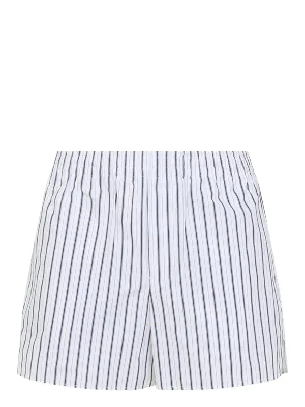 Ami Elasticated Striped Cotton Shorts - White
