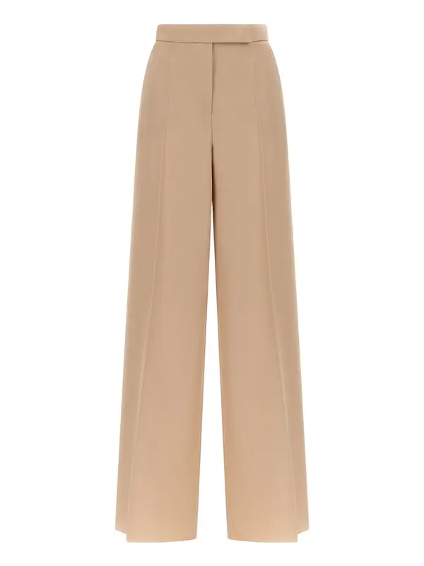 Max Mara Ninfa" Wool Gabardine Wide Leg Pants - Cream