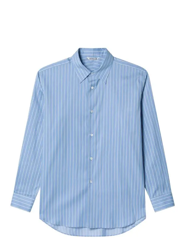 Auralee Light Striped Cotton And Silk Shirt - Blue