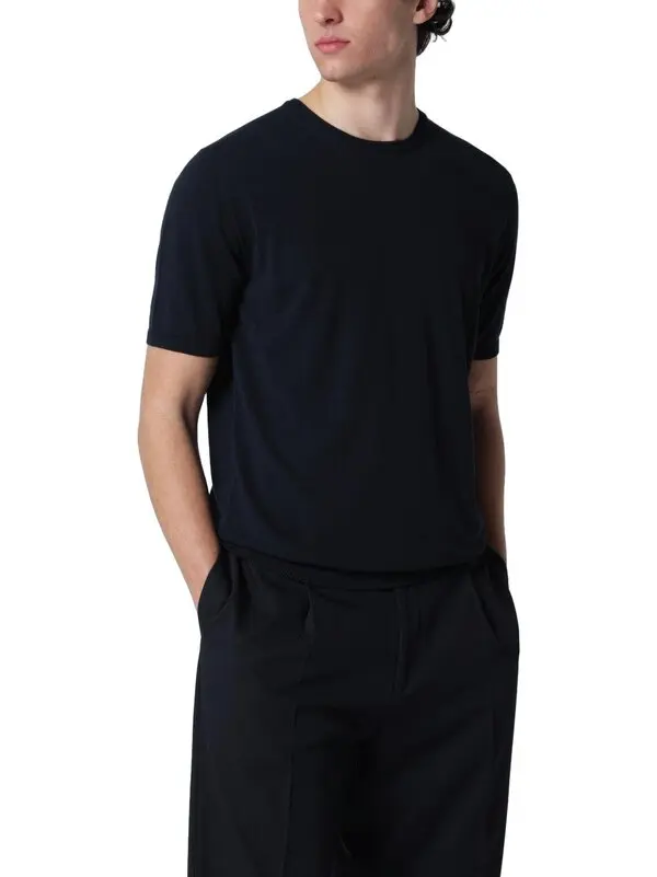 ROBERTO COLLINA Short Sleeve Crew Neck Knit - Blue