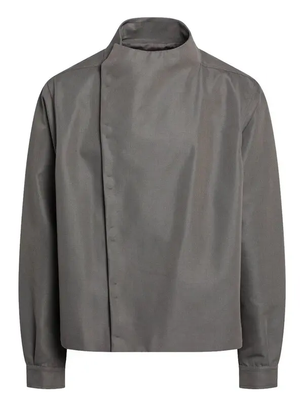 Rick Owens Dust-colored Asymmetrical Cotton-blend Shirt - Gray
