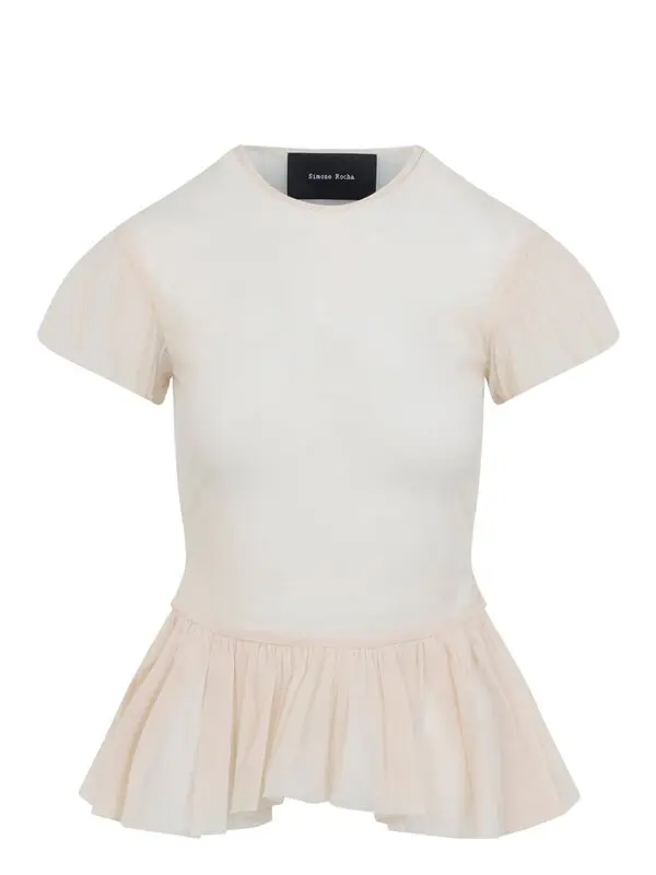 Simone Rocha Sheer Ballet Peplum Top With Ruffled Sleeves - Multicolor