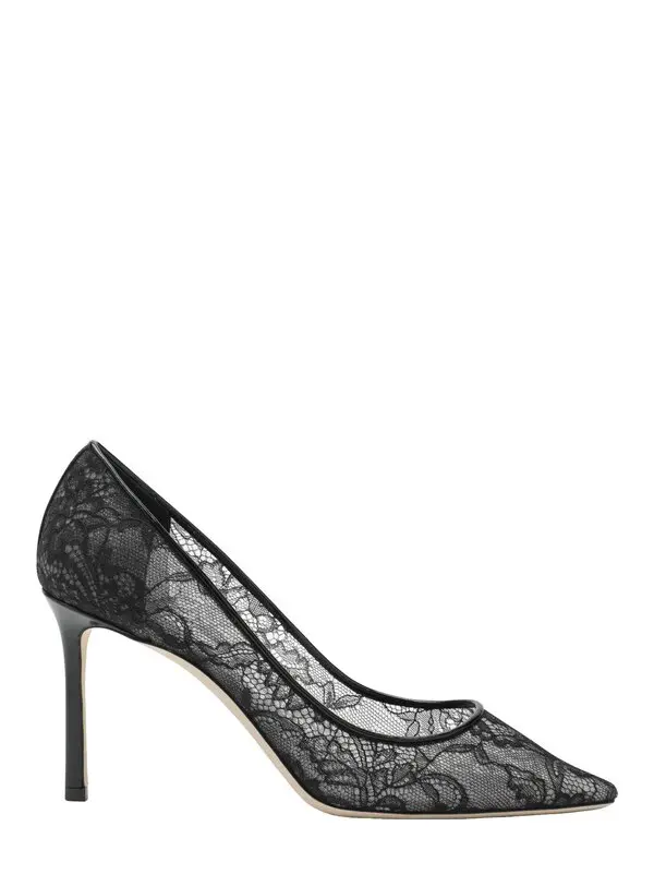JIMMY CHOO Romy 85 Lace Pumps With Logo - Black
