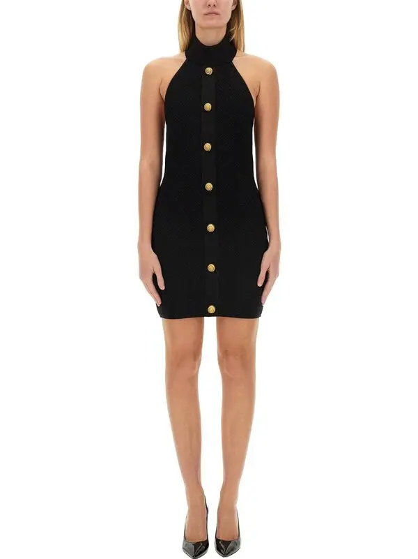 Balmain Mini Vichy Dress - Black