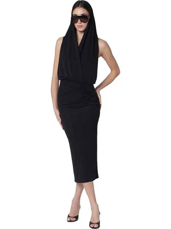 Andamane Hooded Midi Dress - Black