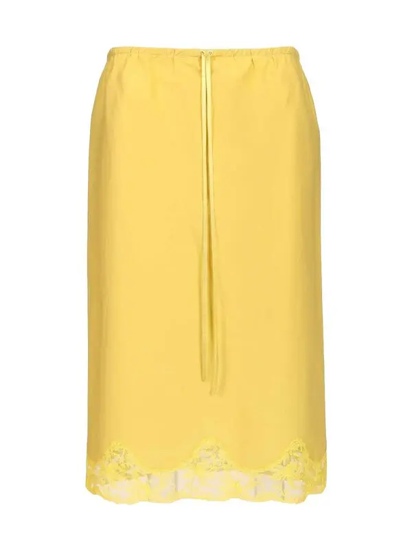 Saint Laurent Cotton And Silk Slip Skirt With Lace Trim - Yellow