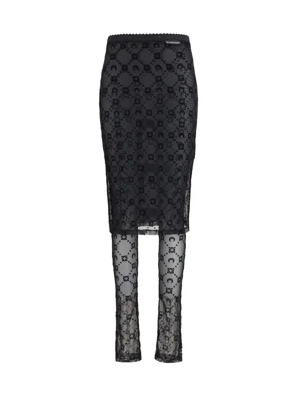 MARINE SERRE Moonogram Mesh Flock Pant-skirt - Black