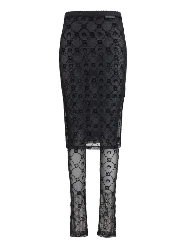 MARINE SERRE Moonogram Mesh Flock Pant-skirt - Black
