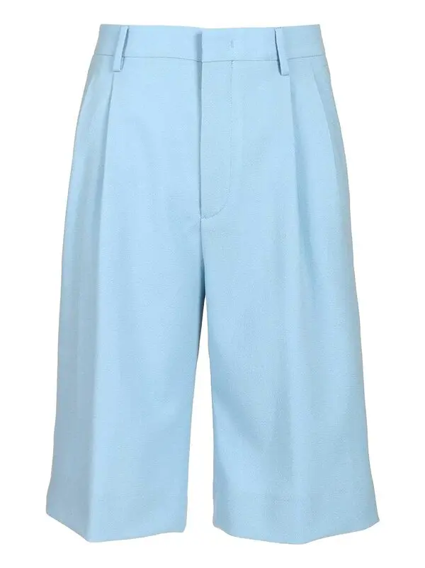 Tagliatore Wide Leg Bermuda Shorts - Blue