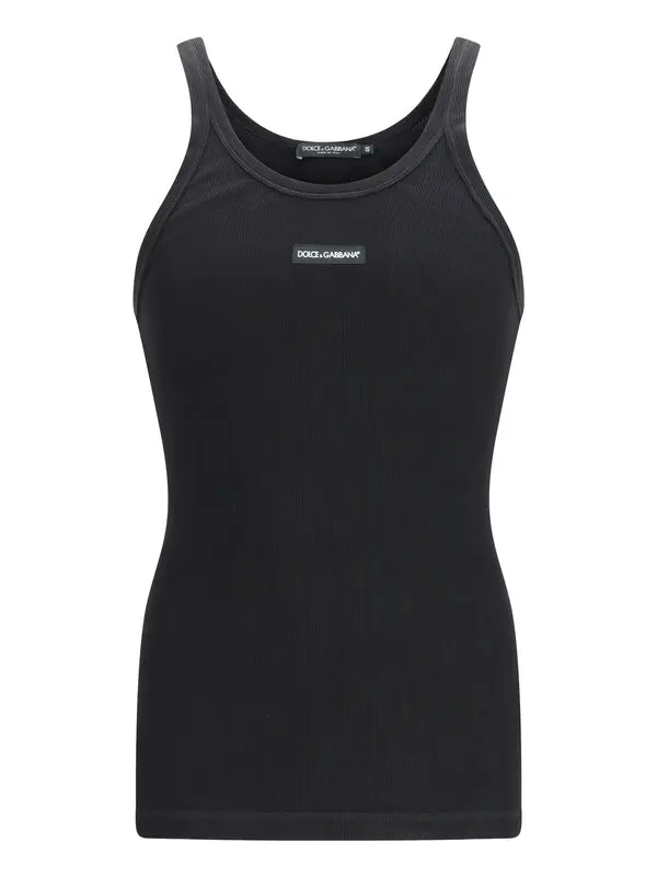 Dolce & Gabbana Cotton Printed Tank Top - Black