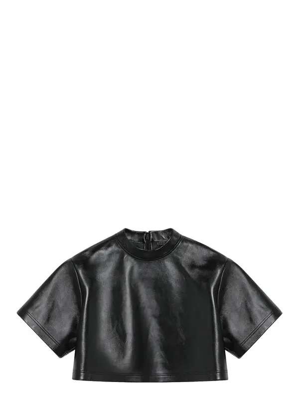 Balenciaga Cropped Leather Top - Black