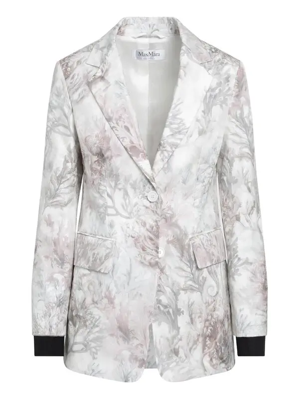 Max Mara Slim Printed Organza And Cotton Gabardine Blazer - Multicolor