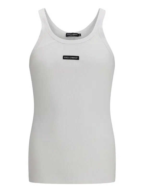 Dolce & Gabbana Cotton Printed Tank Top - White