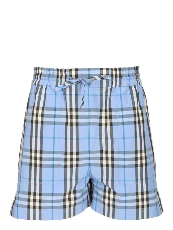 Burberry Check" Cotton Shorts - Blue