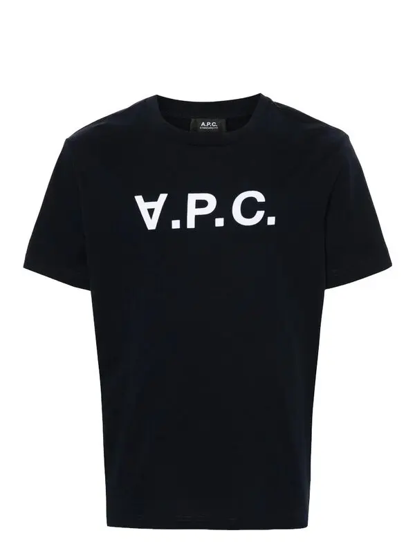 A.p.c. Organic Cotton T-shirt With Flocked Logo - Blue