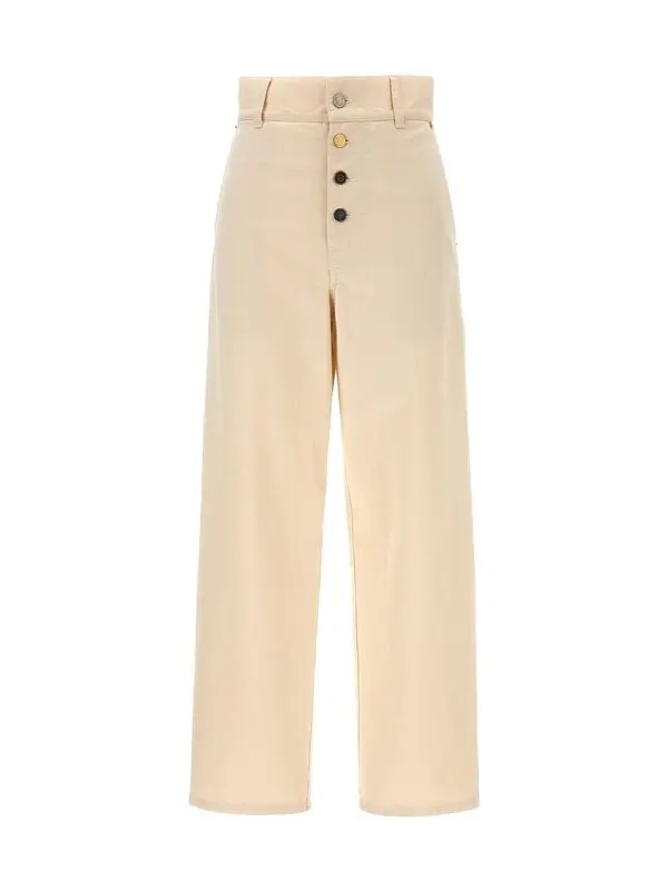 Moschino Cotton Gabardine Trousers - Cream