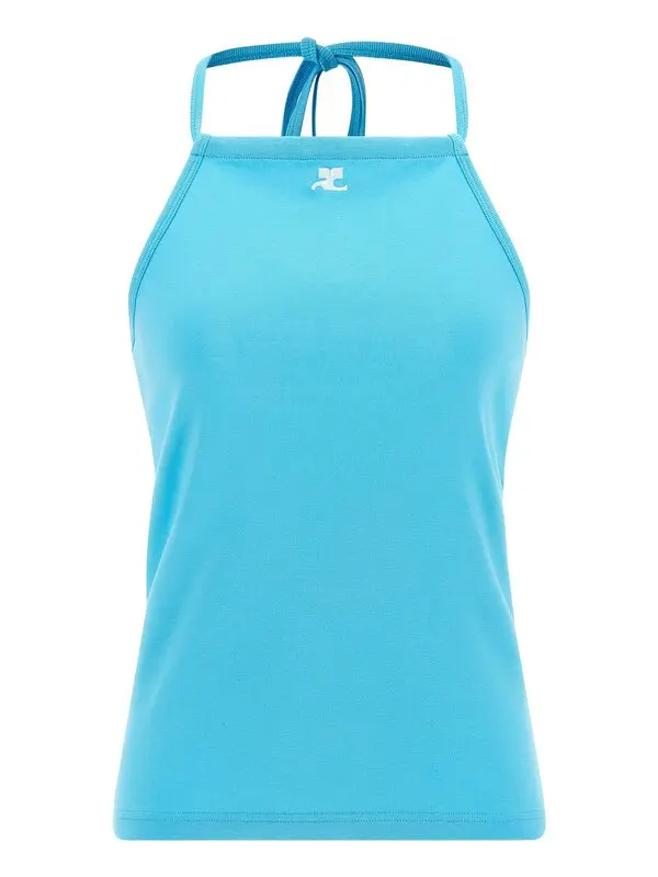COURREGES Logo Embroidery Tank Top - Blue