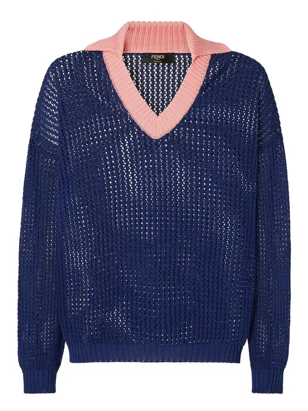 Fendi Ink Peonia Oversize Cotton Jumper - Blue