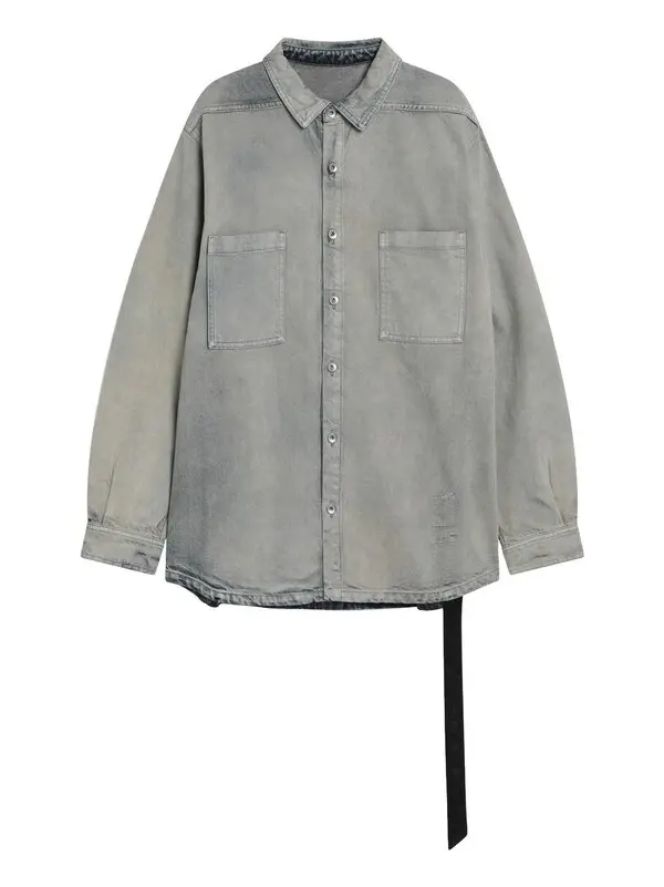 Rick Owens Jumbo Shirt In Pearl Vintage Denim - Blue